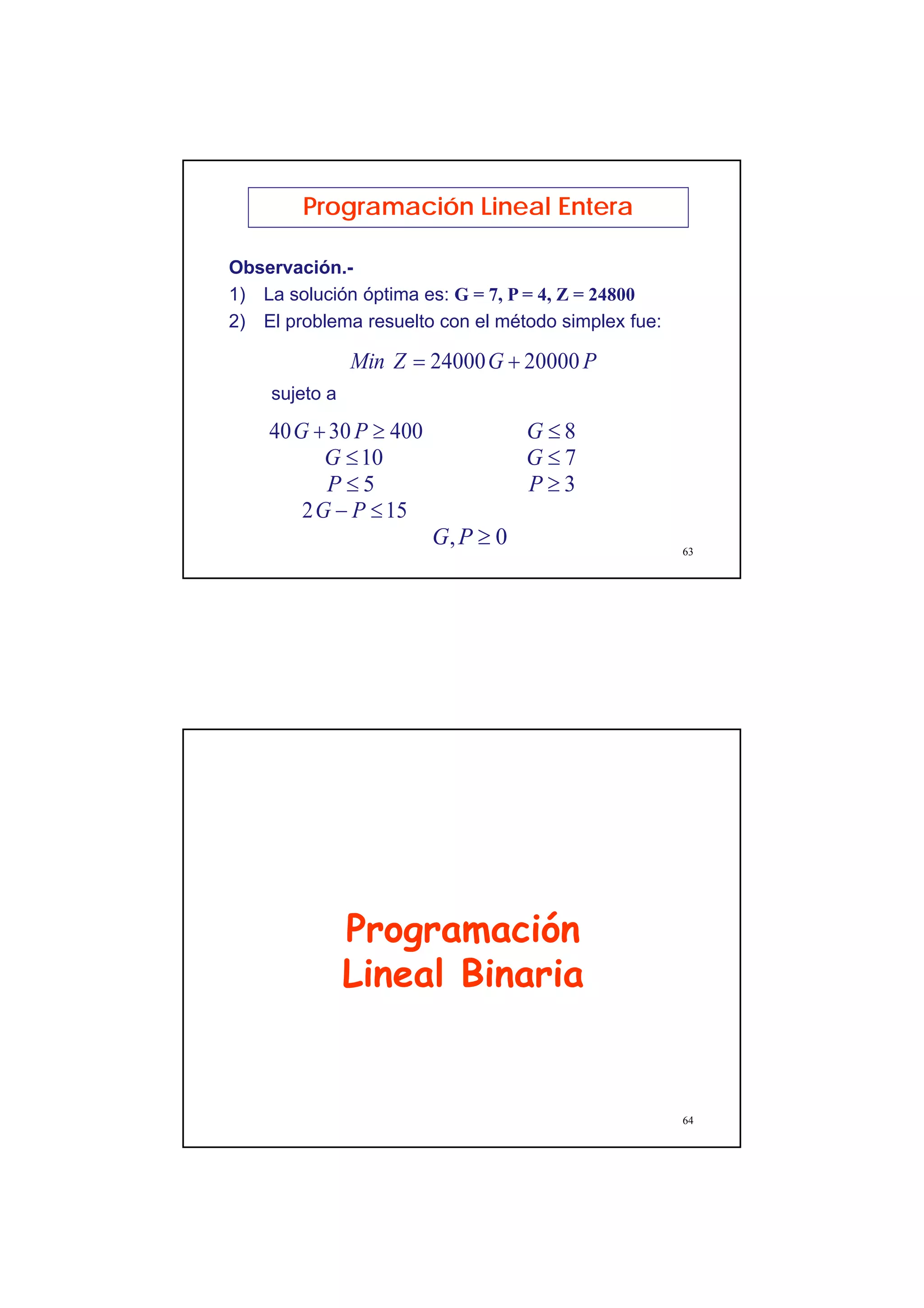 Unmsm fisi - programación lineal entera y binaria - io1 cl15 entera ...