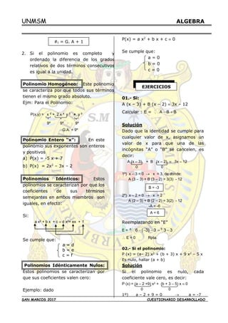 Unmsm teoría álgebra | PDF
