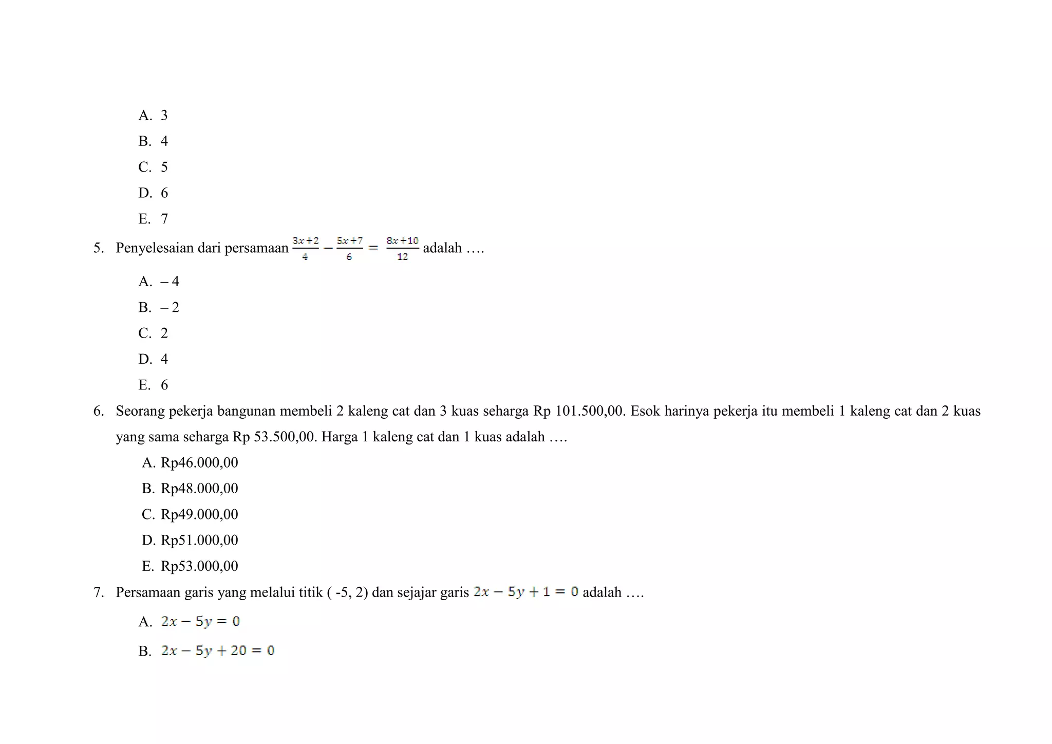 soal UN mtk smk tkp | DOC