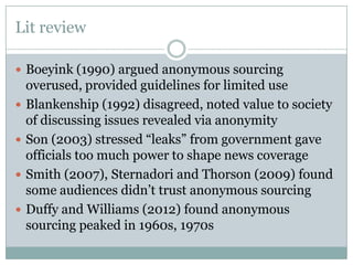 Unnamed attribution: A Historical Analysis of the Journalism Norms ...