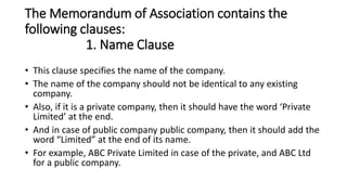 Memorandum of association &article of association | PPTX