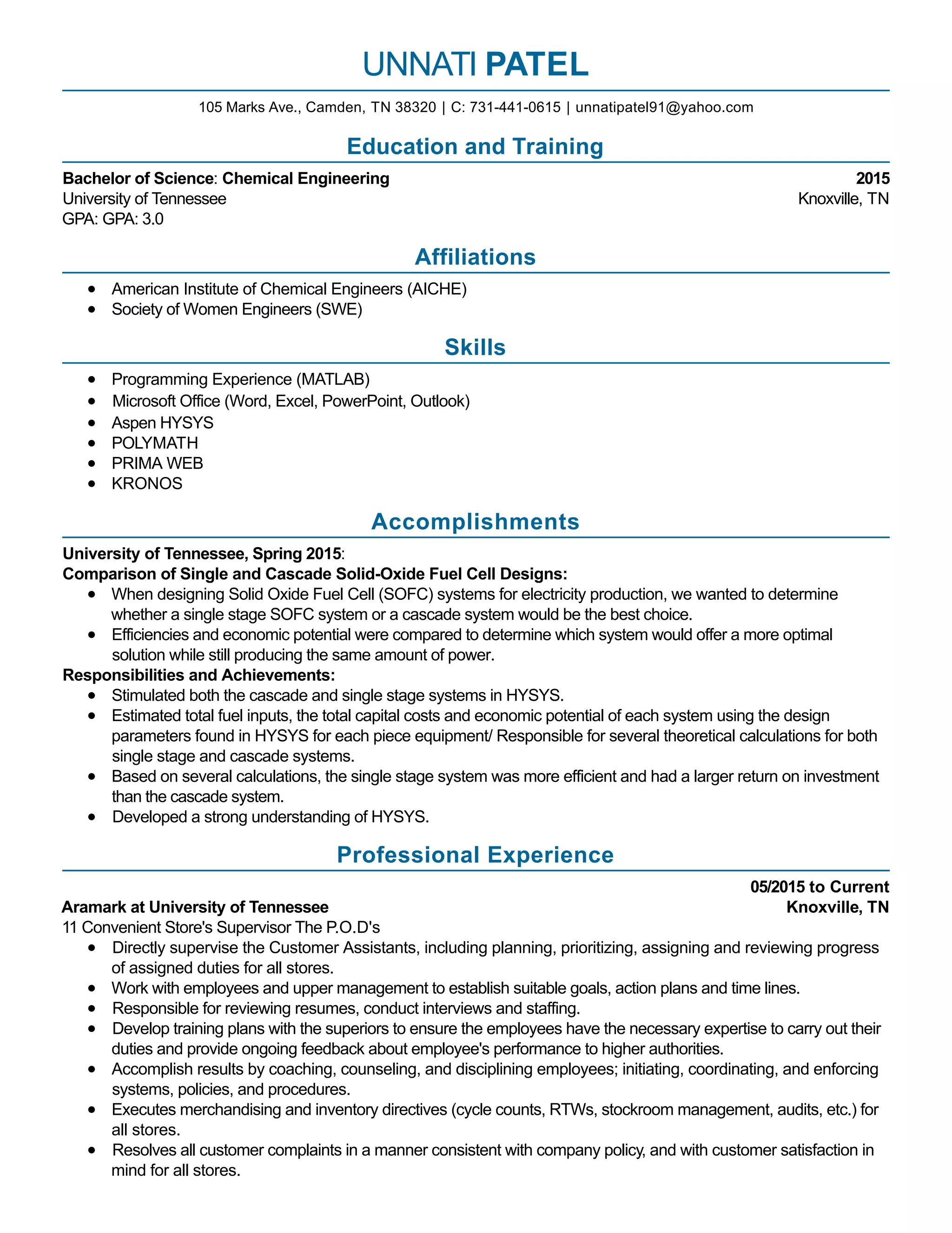 Unnati Patel Resume | PDF