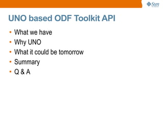 UNO based ODF Toolkit API | ODP | Desktop Publishing | Computer Software and Applications