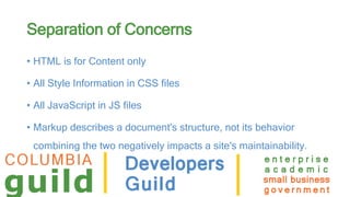 Unobtrusive javascript | PPTX | Web Development | Internet