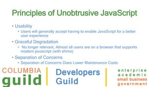 Unobtrusive javascript | PPTX | Web Development | Internet
