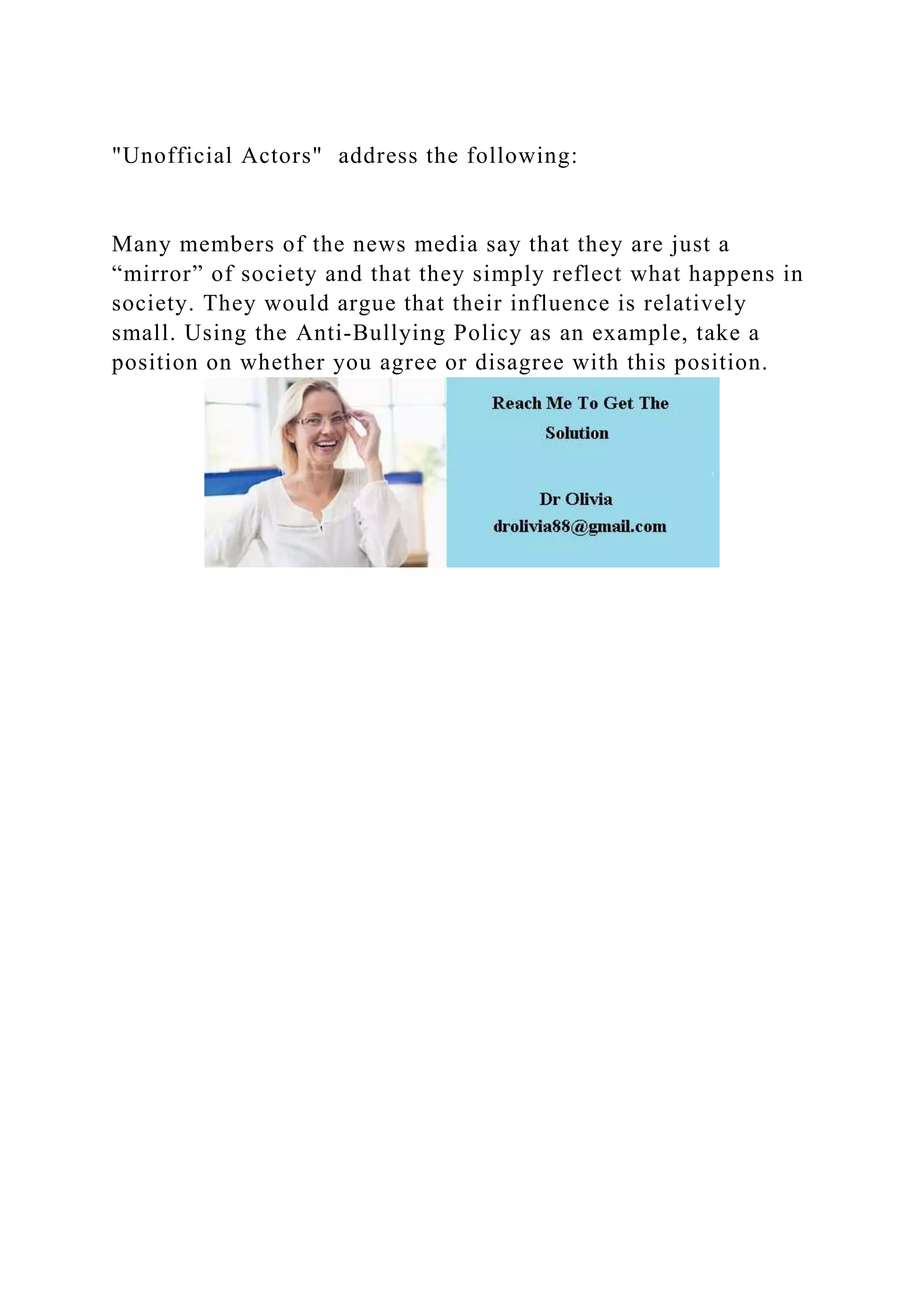 Unofficial Actors address the followingMany members of the | PDF