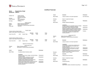 Unofficial College Transcripts of Deepak (Danny) Singh | PDF ...