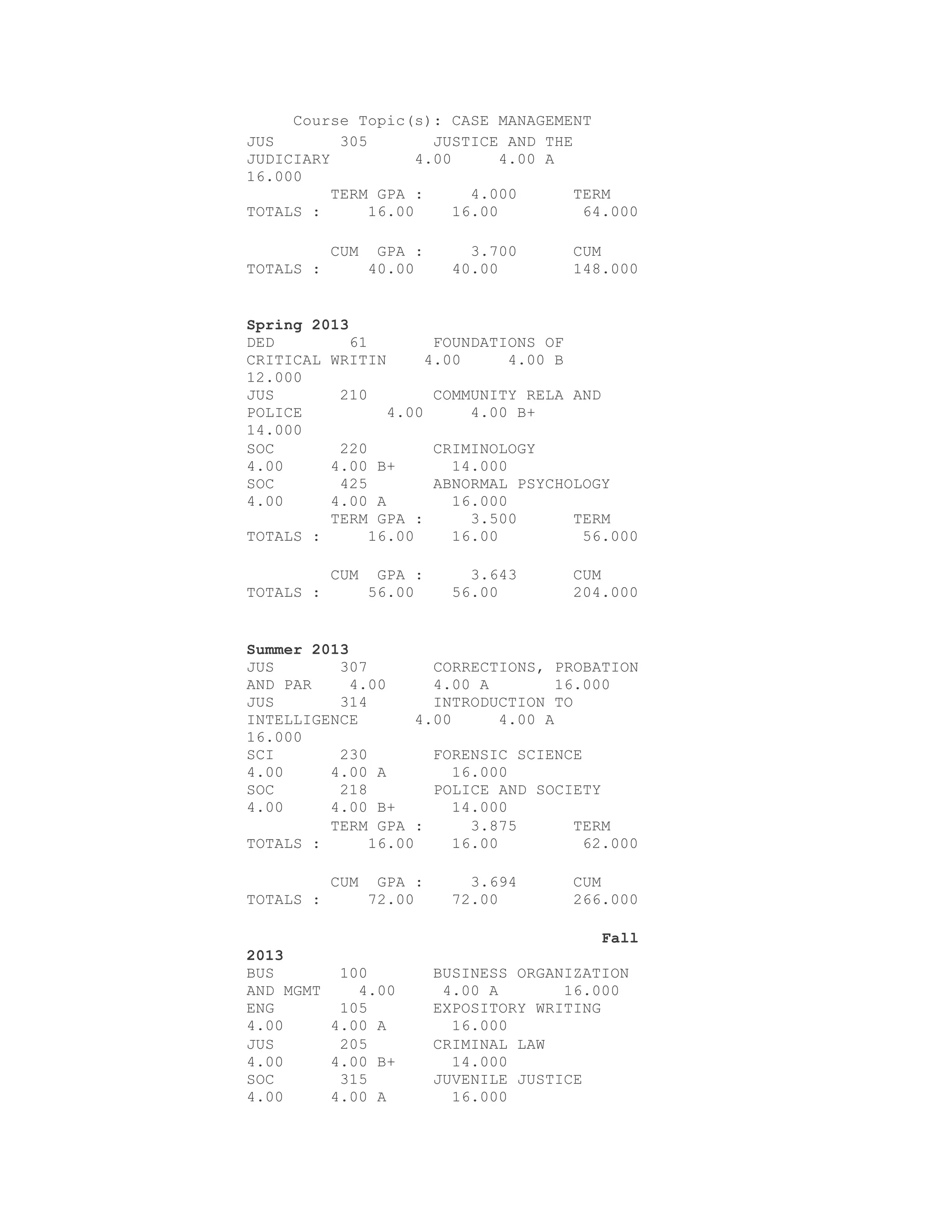 Unofficial transcript. jan 2016 | DOCX