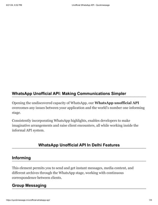 Integrating the WhatsApp Unofficial API: A Comprehensive How-to Guide | PDF