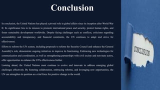 United Nation Organisation An International Organisation | PPT