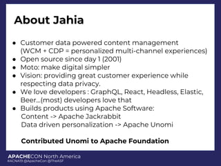 ApacheCon NA 2019 : Adding AI to customer segmentation using Apache Unomi and Apache ...