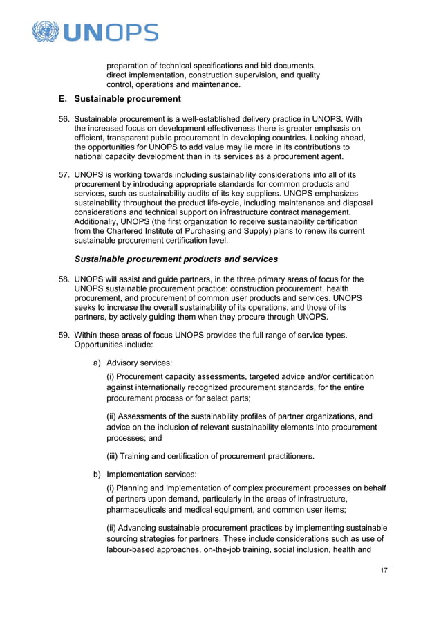 Unops strategy pan 2014 2017 sustainable focus and excellence | PDF