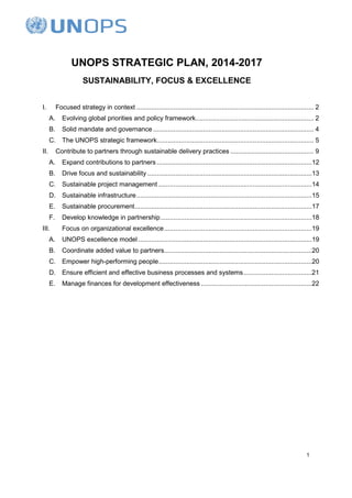 Unops strategy pan 2014 2017 sustainable focus and excellence | PDF