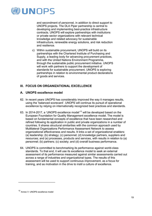 Unops strategy pan 2014 2017 sustainable focus and excellence | PDF