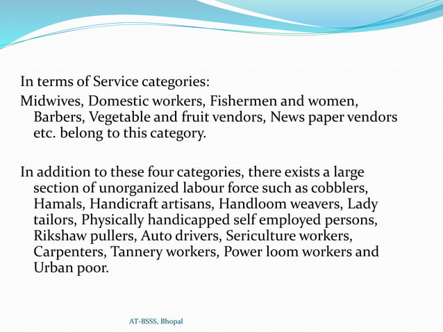 Unorganised sector | PPTX | Job Market | Economy