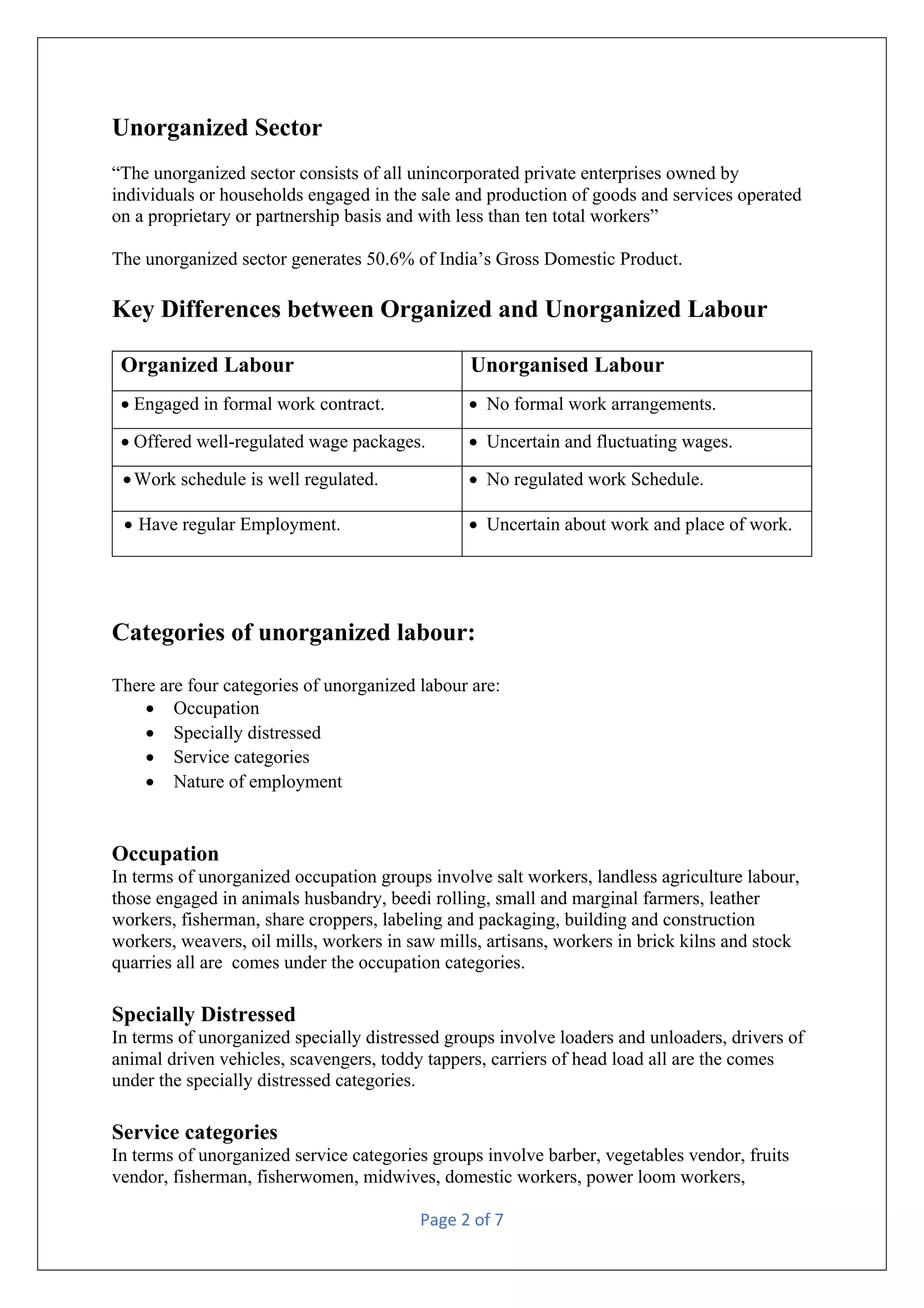 Unorganized labour | PDF