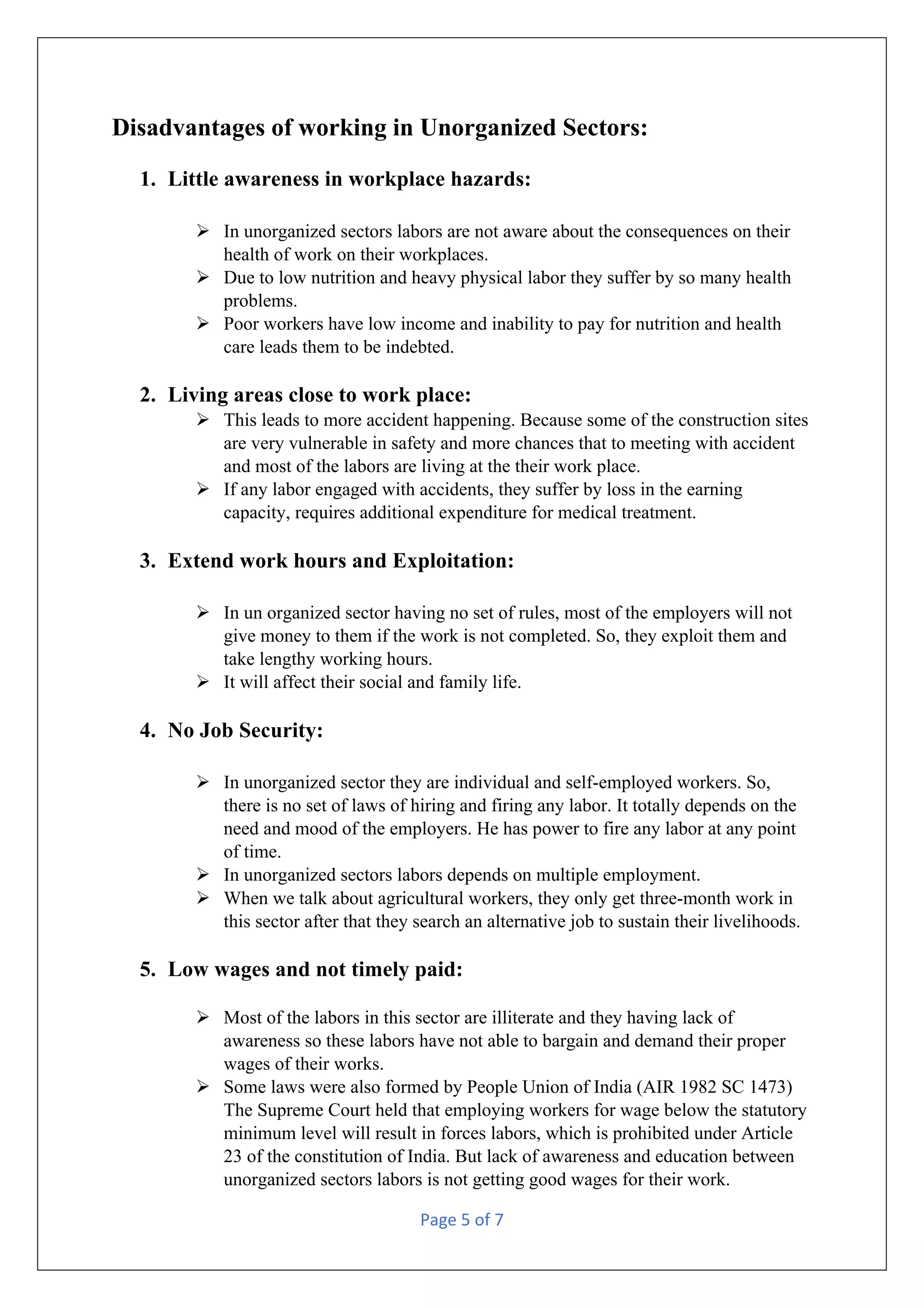 Unorganized labour | PDF