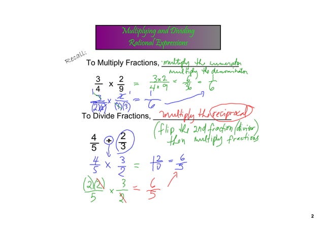 Precal 20S Multiplying and Dividing Rational Expressions | PPT