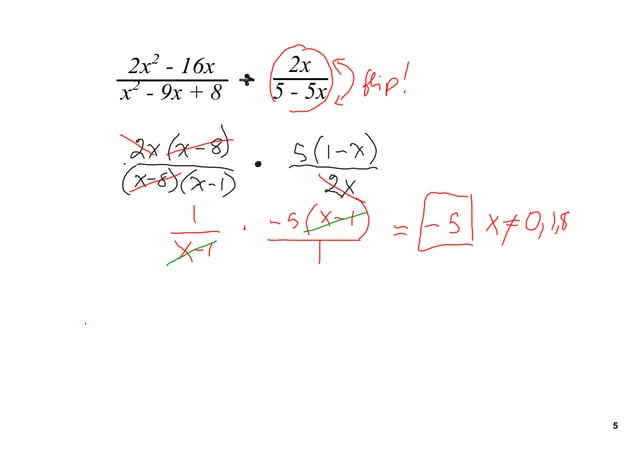 Precal 20S Multiplying and Dividing Rational Expressions | PPT