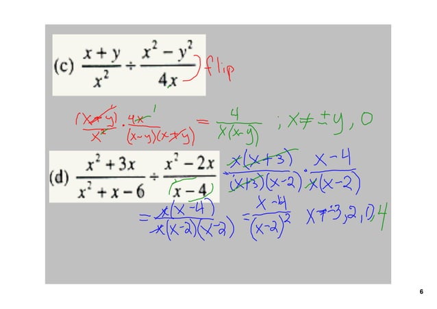 Precal 20S Multiplying and Dividing Rational Expressions | PPT