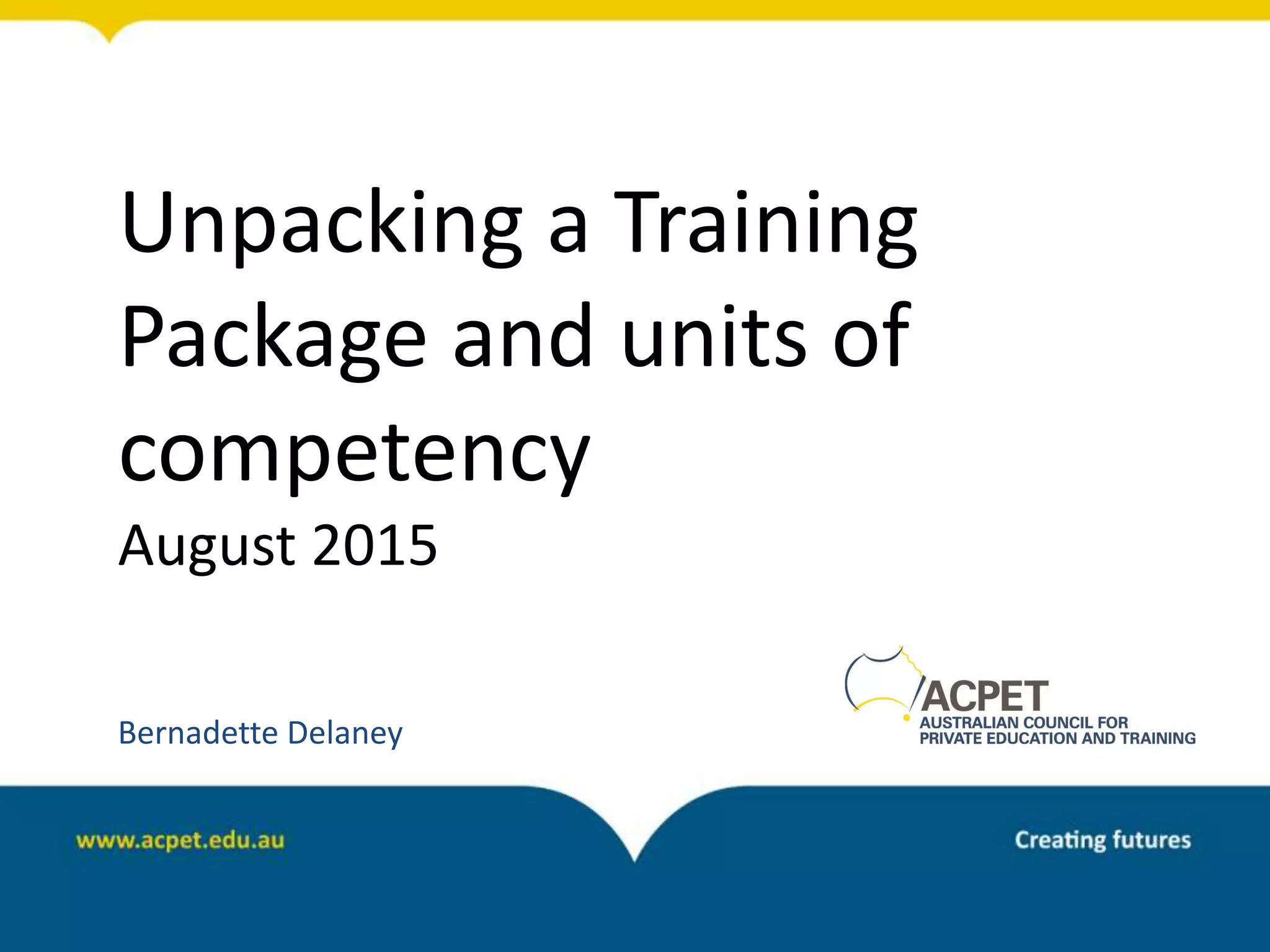 Unpacking a training package | PPTX