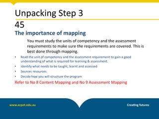 Unpacking a training package