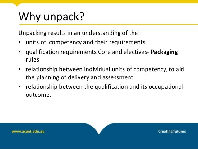 Unpacking a training package