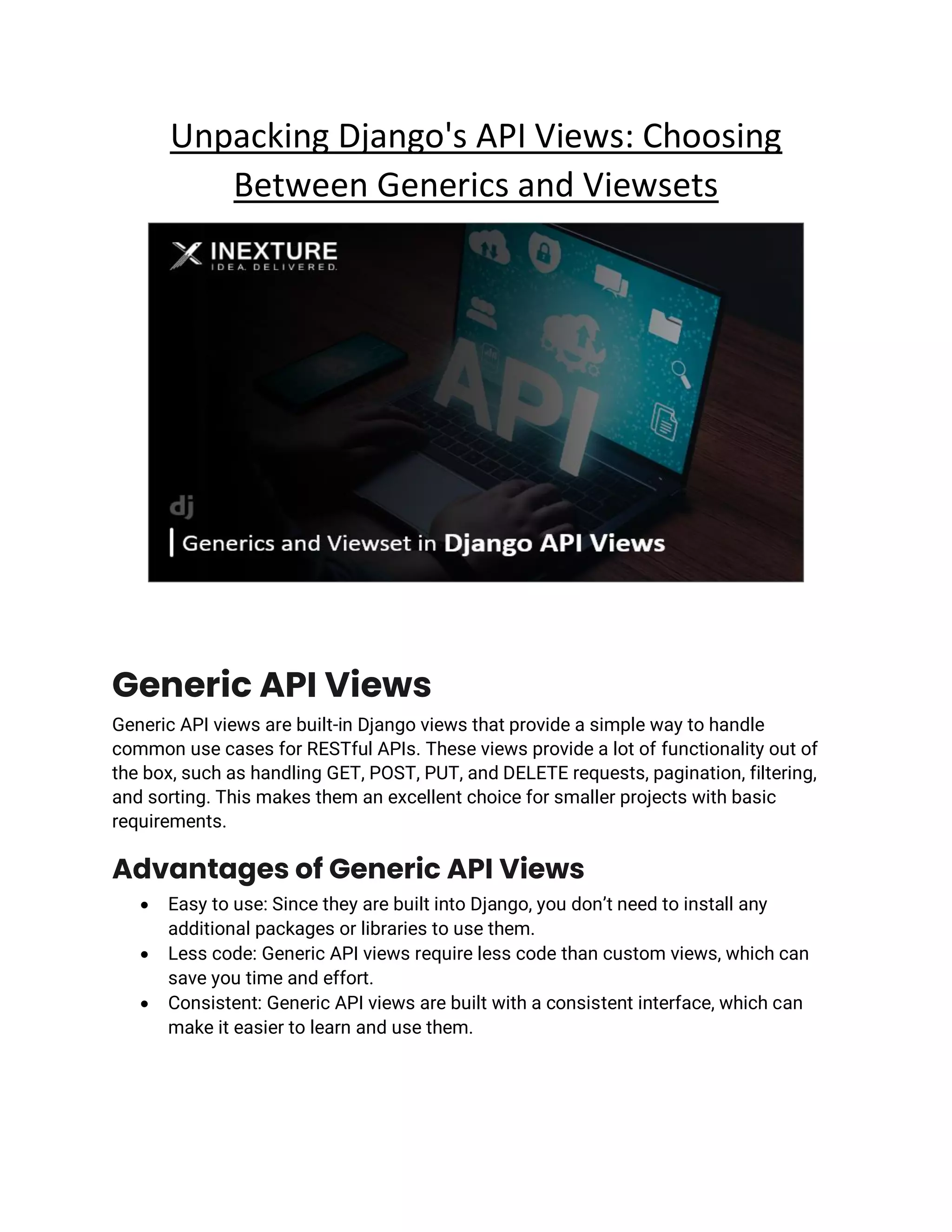 Unpacking Django's API Views: Choosing Between Generics and Viewsets | PDF