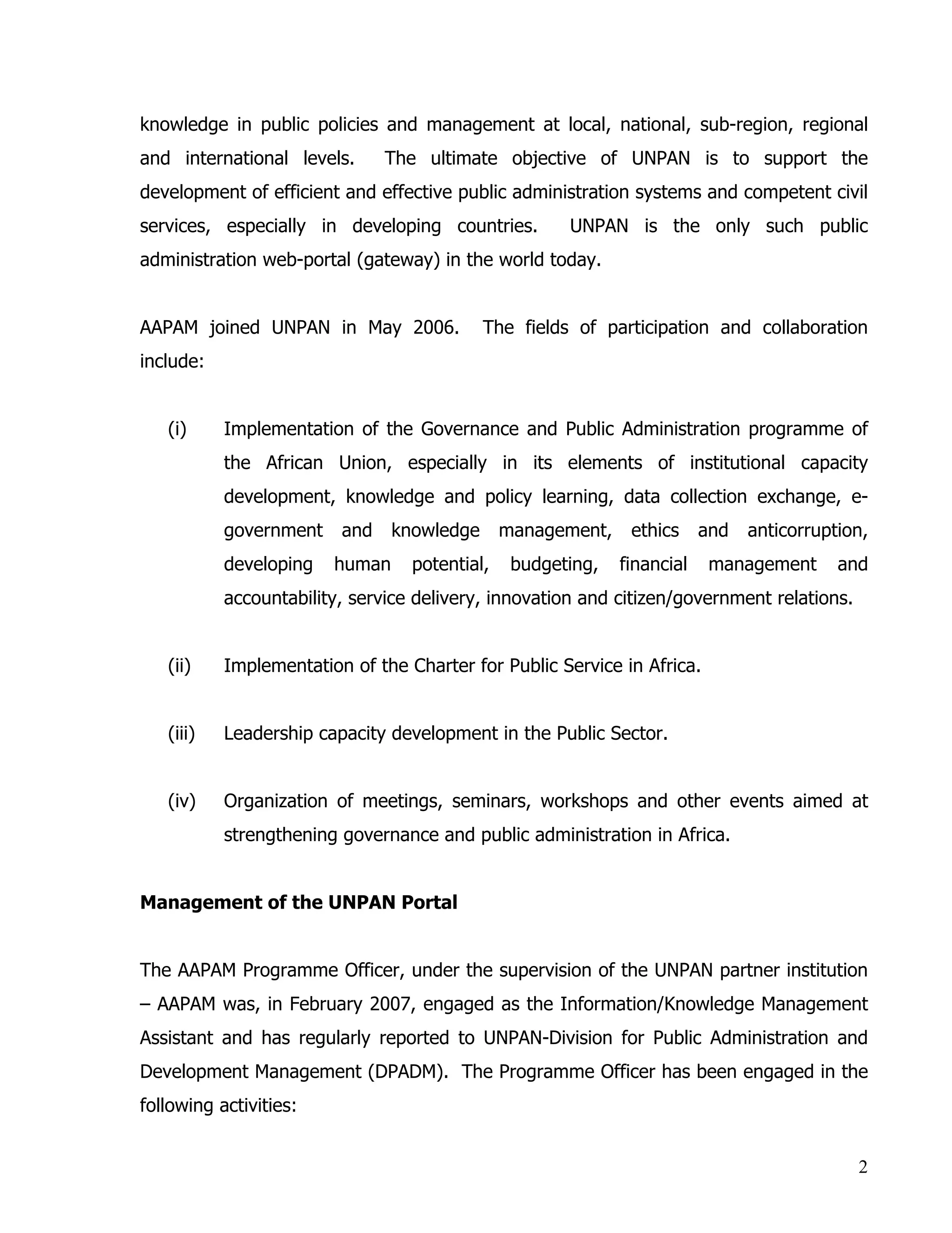 AFRICAN ASSOCIATION FOR PUBLIC ADMINISTRATION AND MANAGEMENT (AAPAM ...
