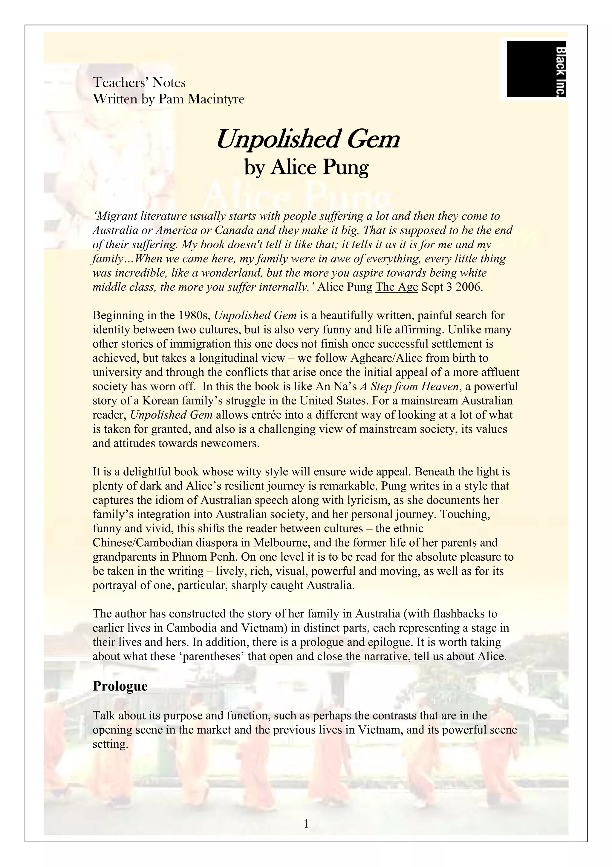 Unpolished Gem - Plot Section Summaries w/ Quotes by theme | PDF