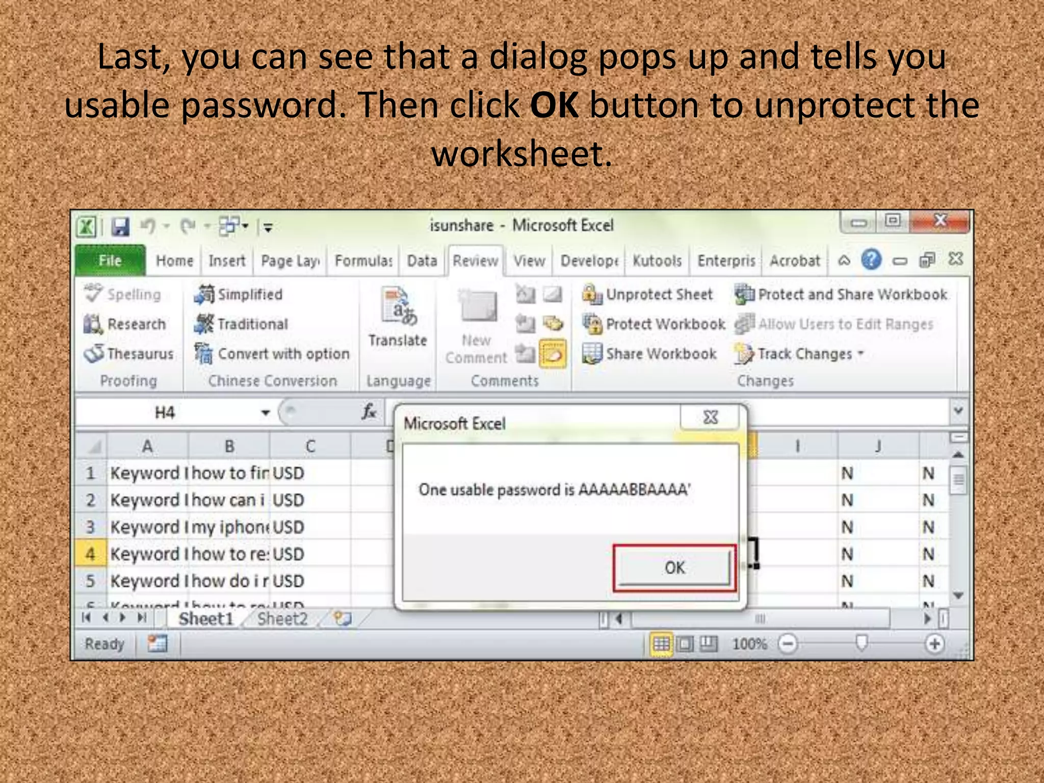 Unprotect Excel Worksheet When Forgetting Password Pptx Computing