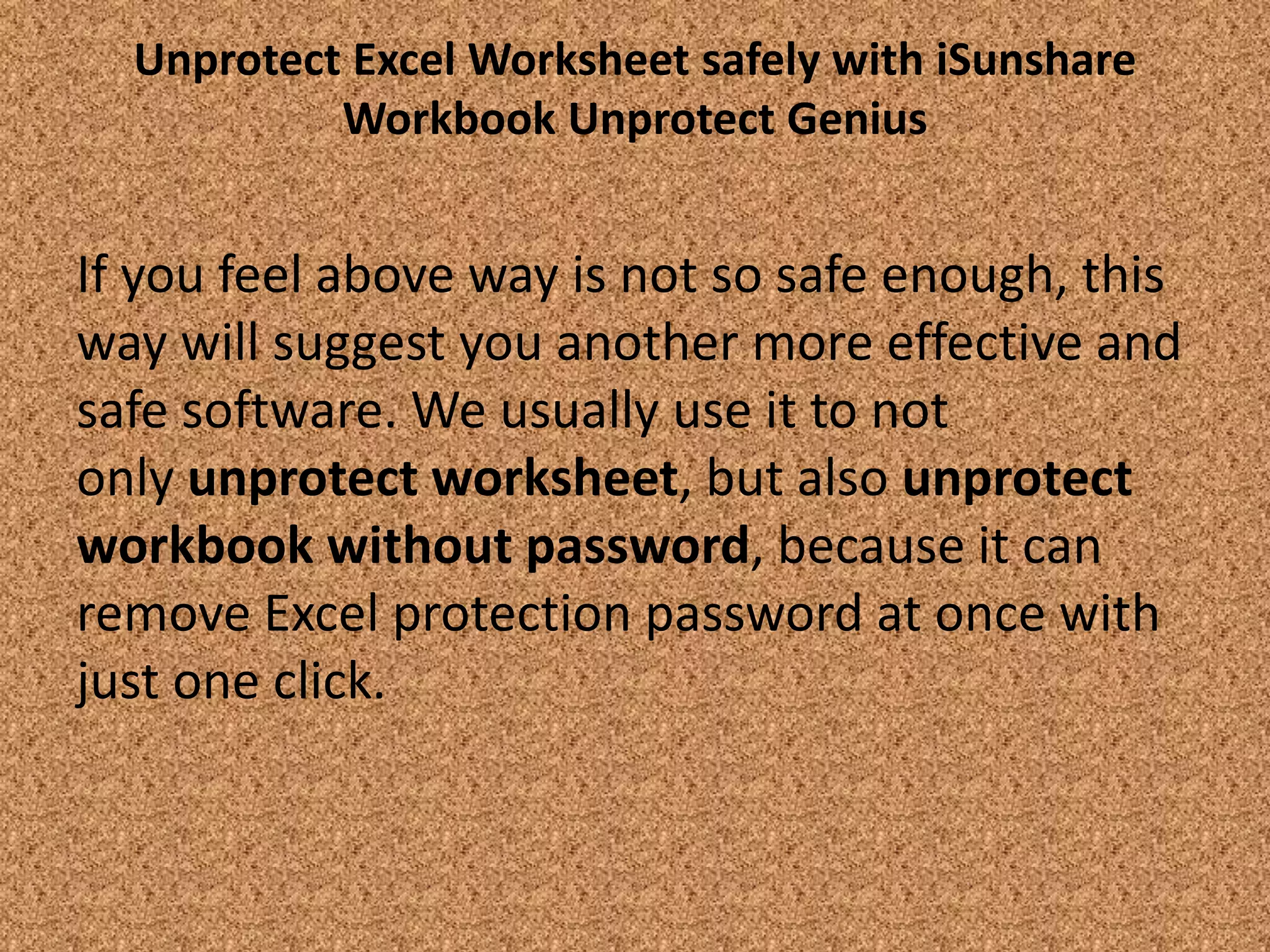 Unprotect Excel Worksheet When Forgetting Password Pptx Computing