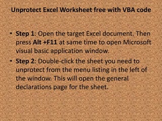 Unprotect Excel Worksheet When Forgetting Password | PPTX