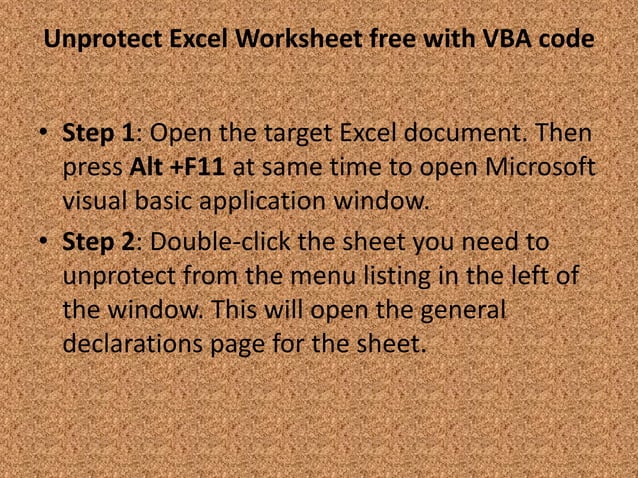 Unprotect Excel Worksheet When Forgetting Password | PPTX | Computing ...