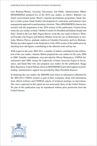 Good Practices and Innovations in Public Governance United Nations ...