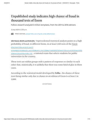 Unpublished study indicates high chance of fraud in thousands of tests ...