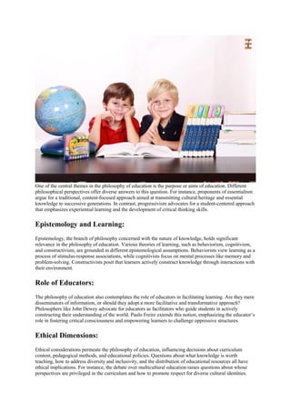 Unraveling the Essence: Exploring the Philosophy of Education | PDF