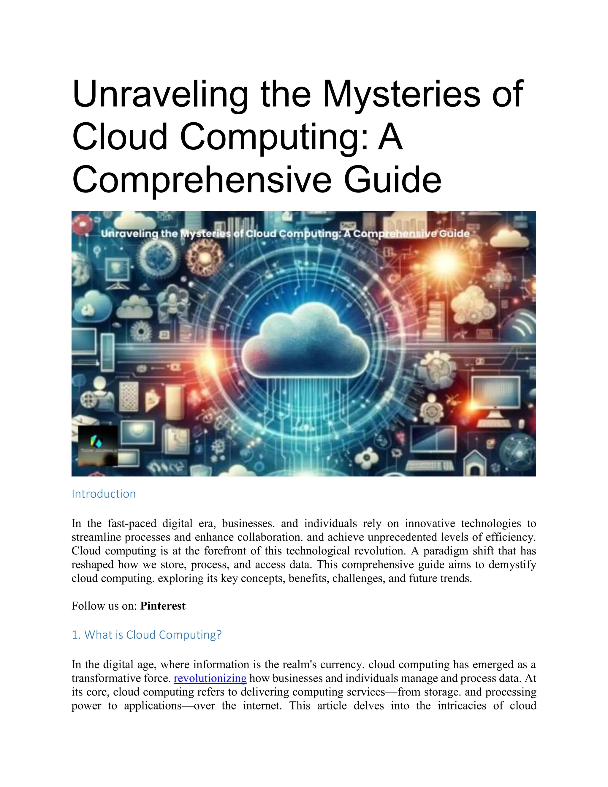Unraveling the Mysteries of Cloud Computing: A Comprehensive Guide | DOCX