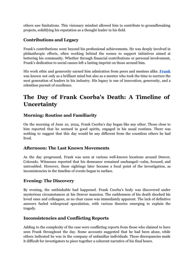 Unraveling the Mysterious Frank Csorba Death_ An In-Depth Investigation ...
