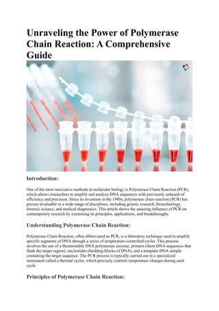 Polymerase Chain Reaction: Principles, Applications, and Advancements ...