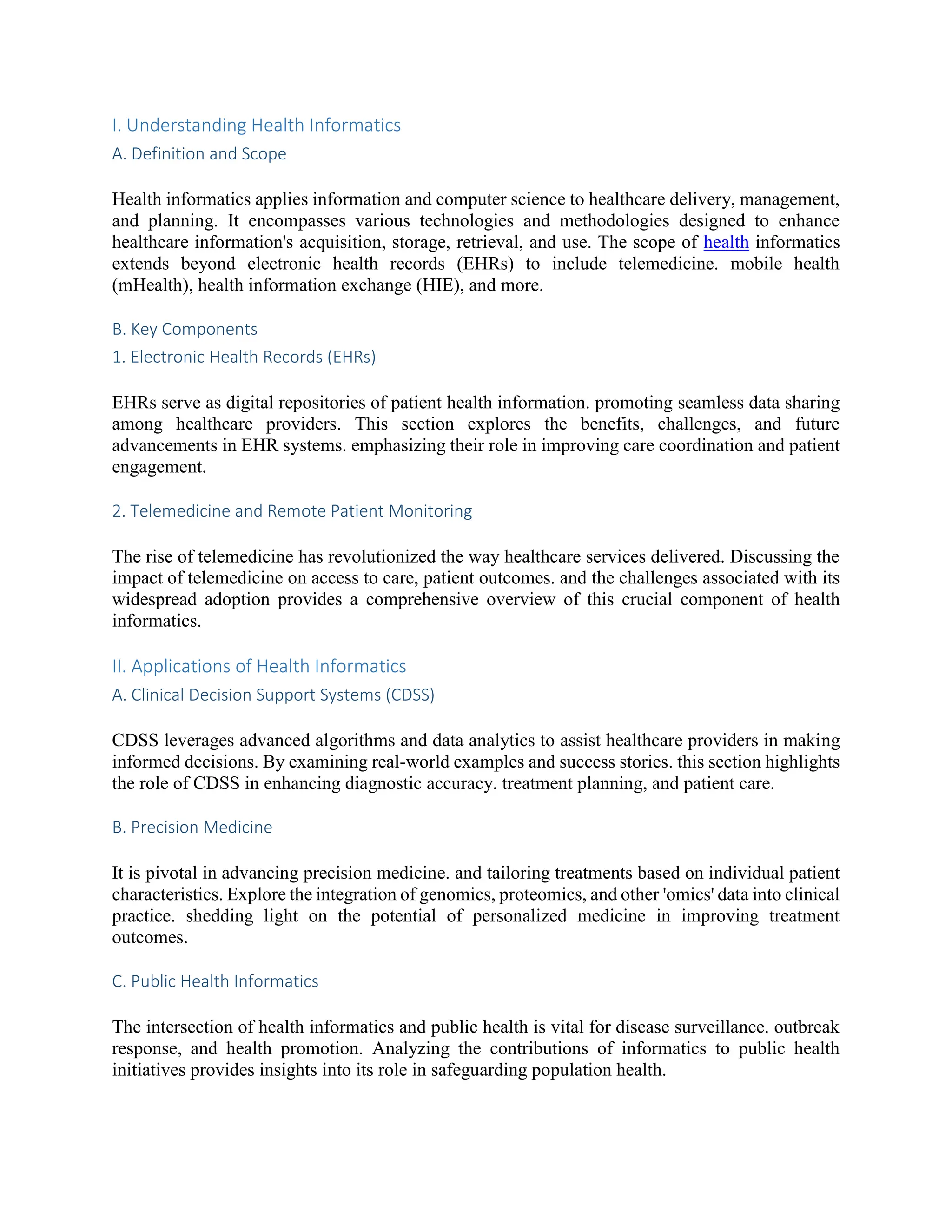 Unraveling the Tapestry of Health Informatics: Navigating the Digital Landscape for Enhanced ...