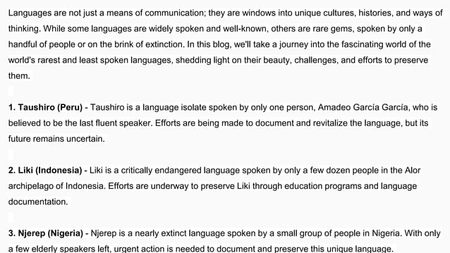 Unraveling the World’s Rarest and Least Spoken Languages.pptx