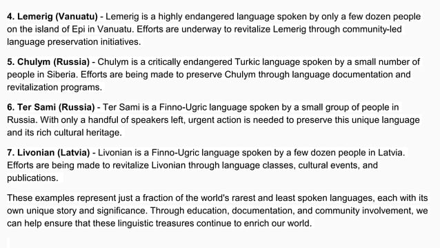 Unraveling the World’s Rarest and Least Spoken Languages.pptx