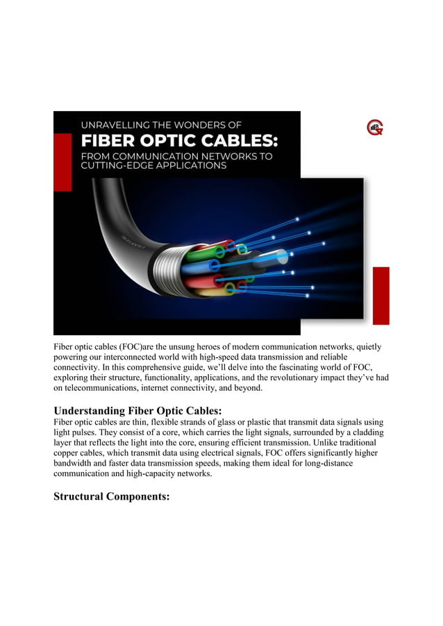 Exploring Fiber Optic Cable: Structure, Functionality and Applications ...