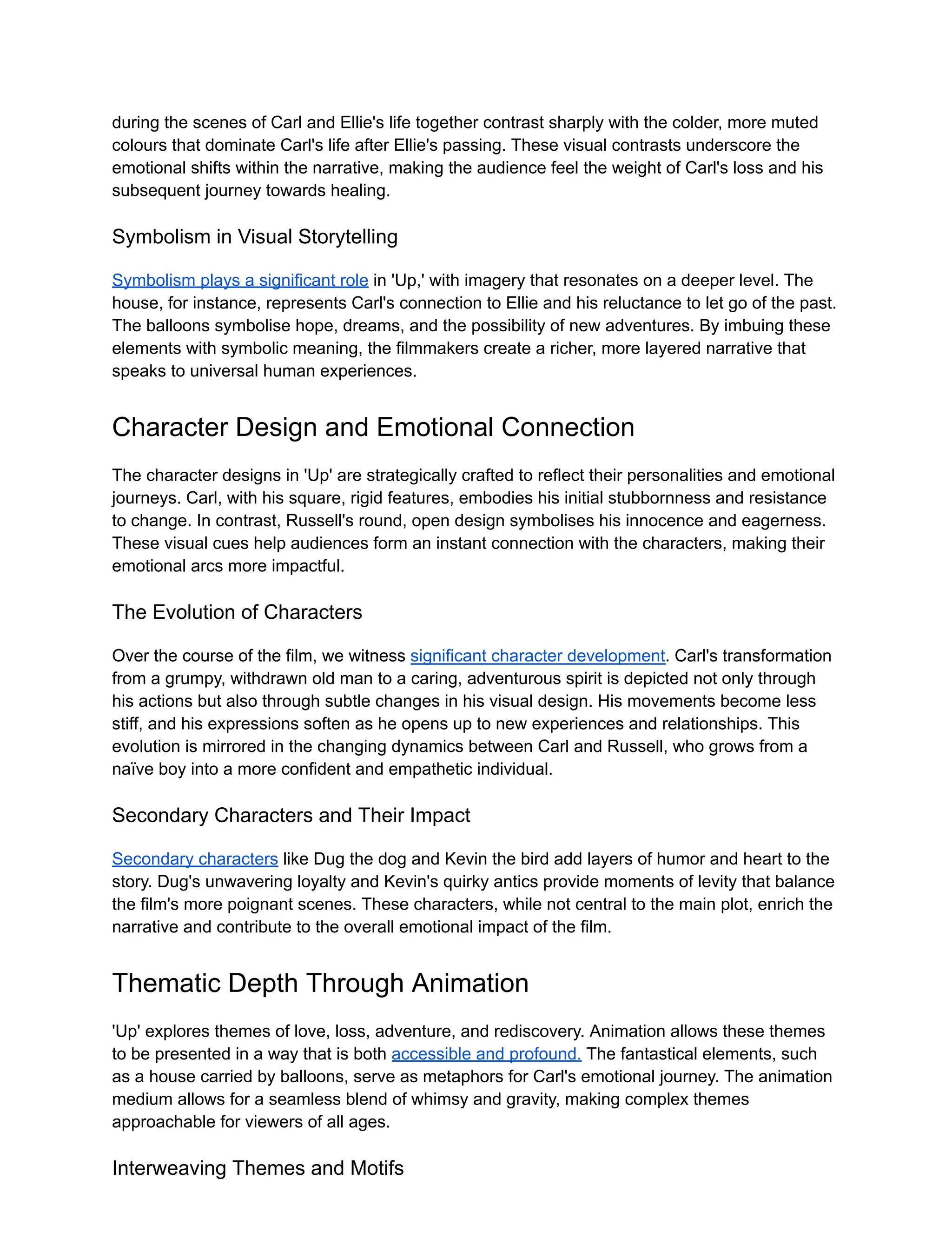 Unravelling 'Up' - Exploring Emotion Through Animation | PDF
