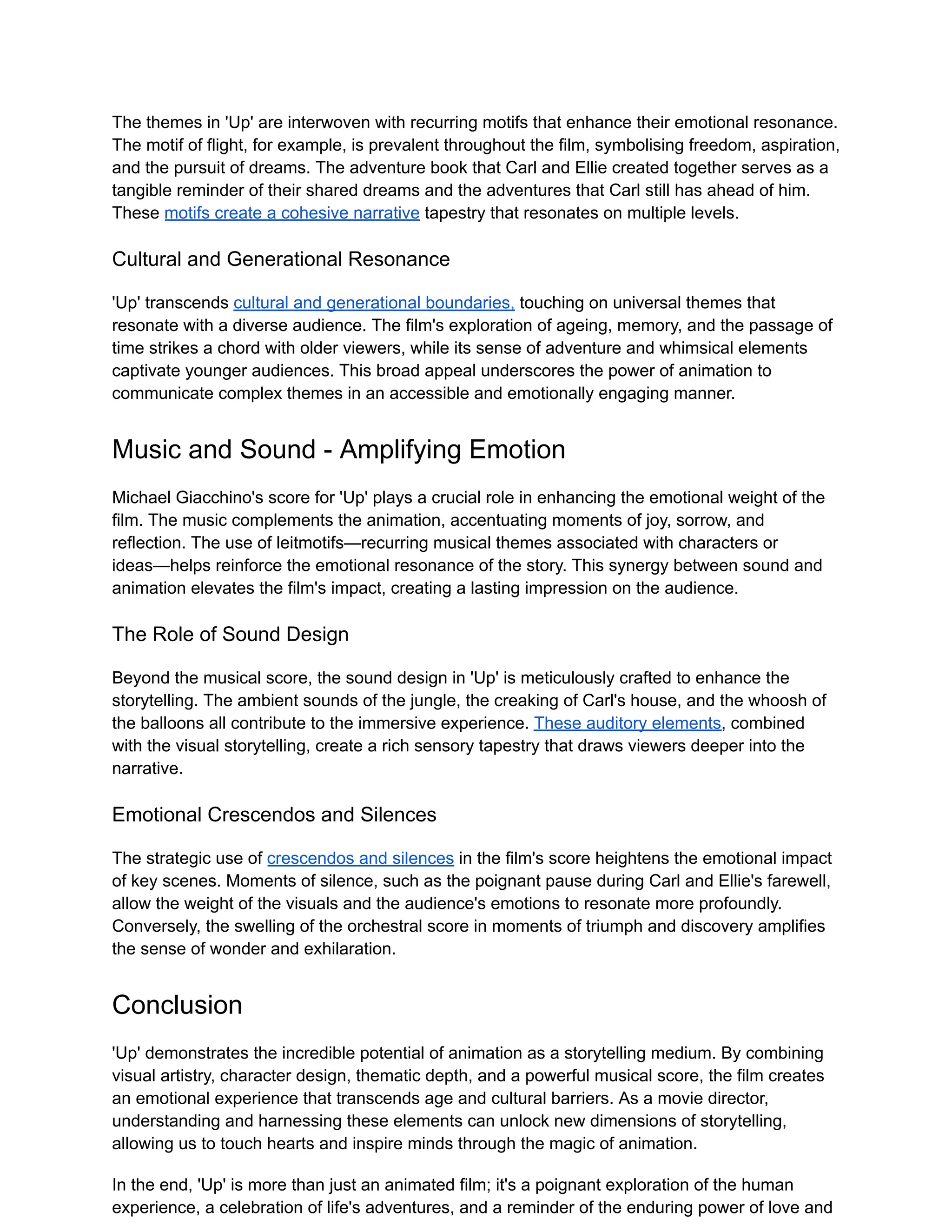 Unravelling 'Up' - Exploring Emotion Through Animation | PDF