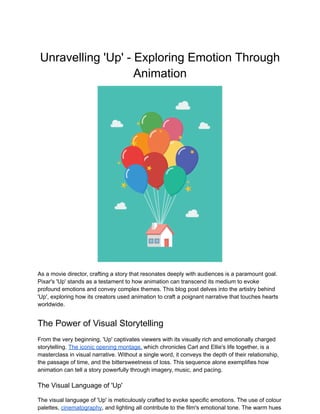 Unravelling 'Up' - Exploring Emotion Through Animation | PDF