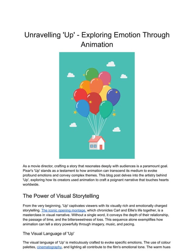 Unravelling 'Up' - Exploring Emotion Through Animation | PDF