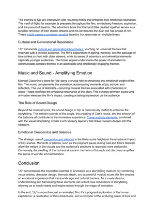 Unravelling 'Up' - Exploring Emotion Through Animation | PDF
