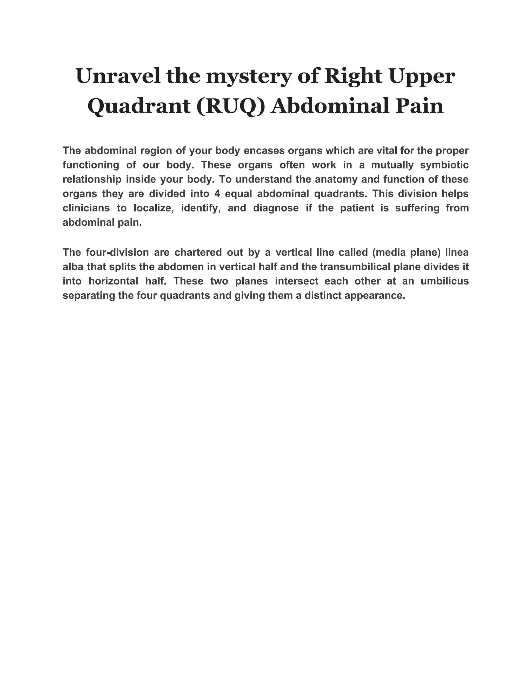 Unravel the mystery of right upper quadrant (ruq) abdominal pain | PDF